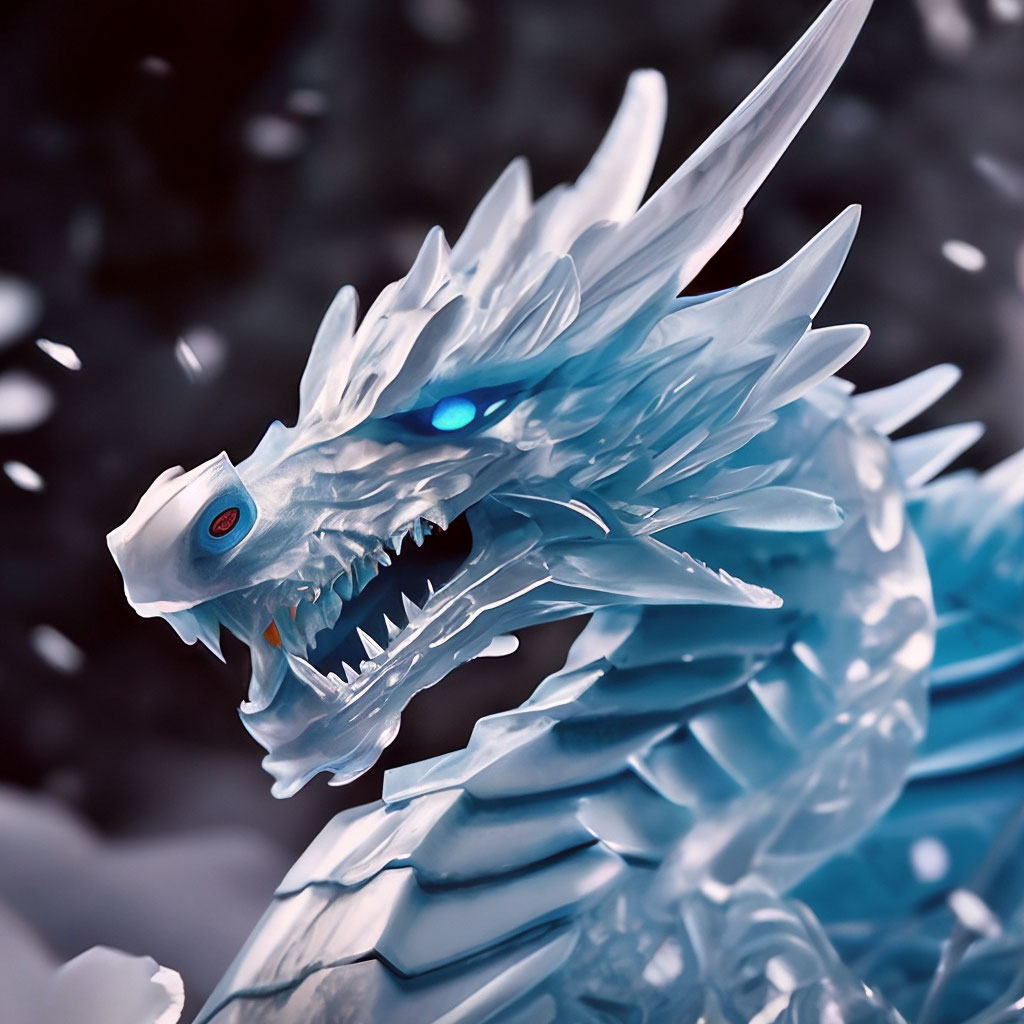 "Ice Proud Dragon 3d realistic" — image created in Shedevrum