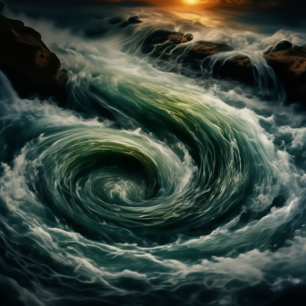 "A whirlpool where sinful souls are drawn in" — image created in Shedevrum