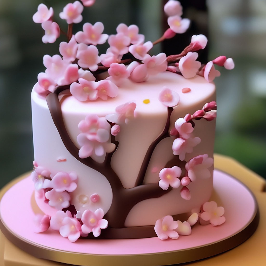 "Sakura cake 🎂" — image created in Shedevrum