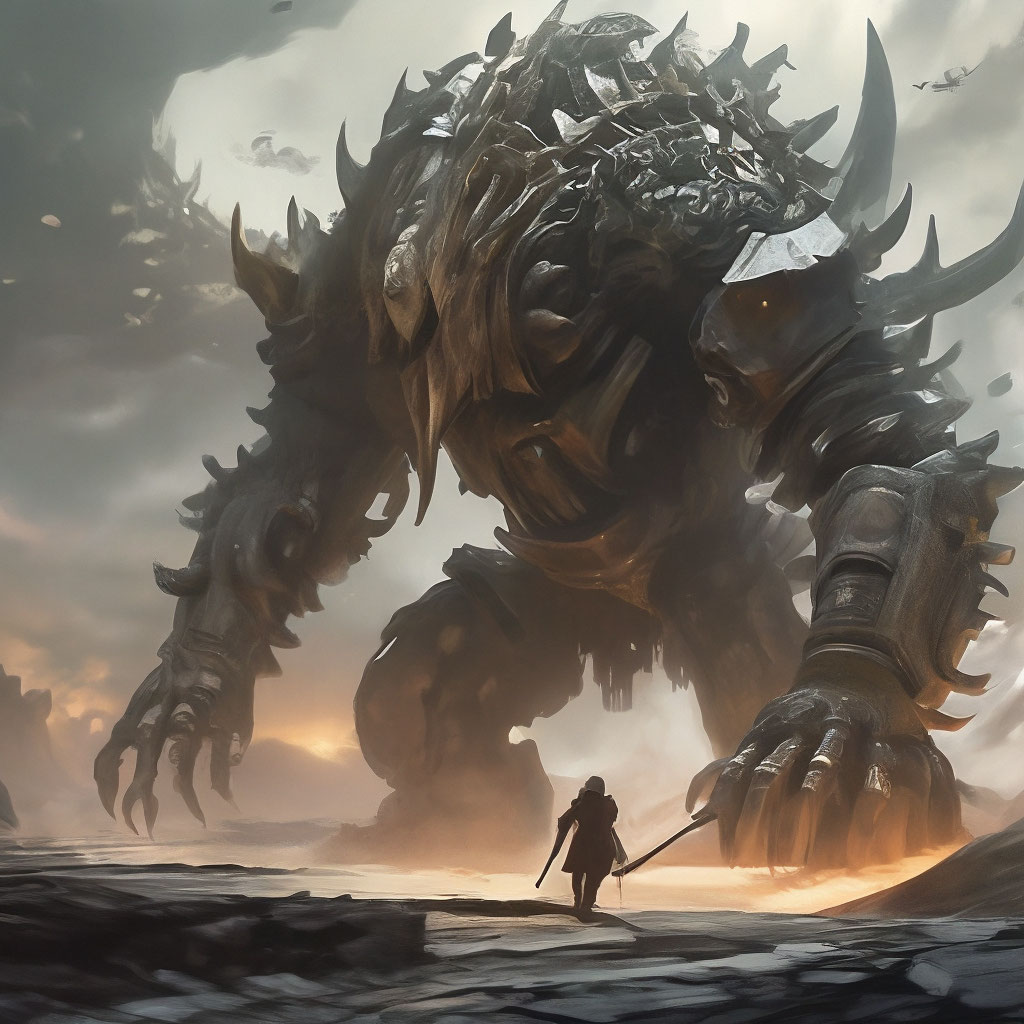 "Ancient mechanical monster fantasy maximum detail" — image created in ...