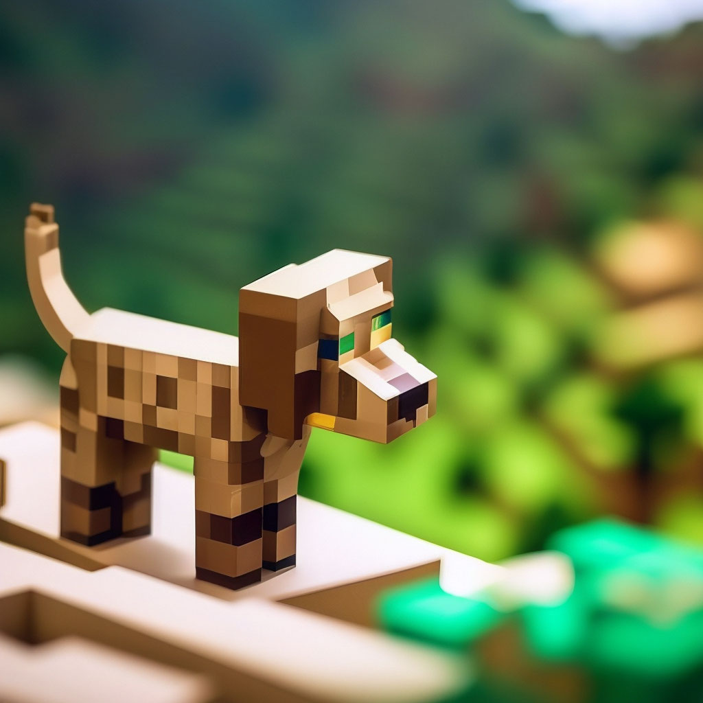"A dog from Minecraft" — image created in Shedevrum