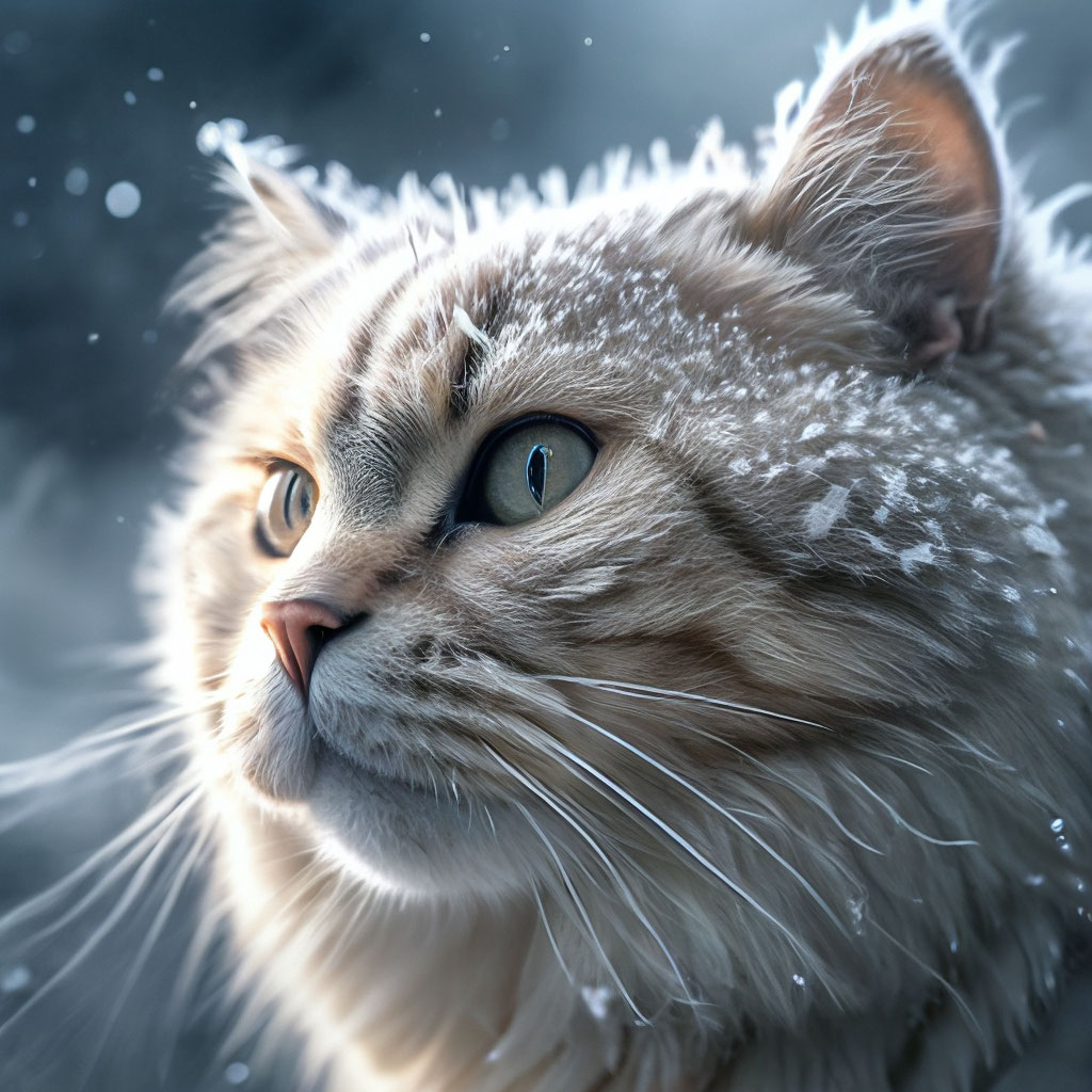 "Hyperrealism, beautiful cream cat, curved ears, Scottish shorthair ...