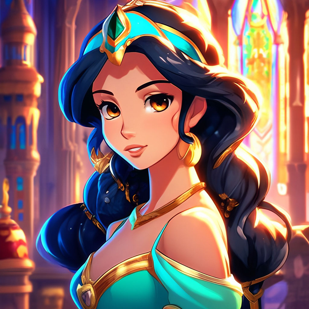 "Princess Jasmine from "Aladdin" in anime style,beautiful anime style ...