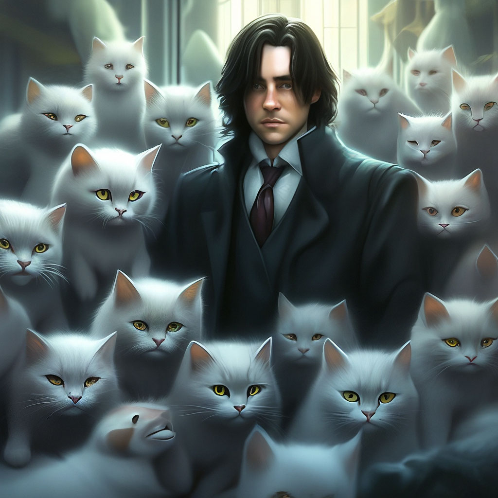 "Sirius Snape surrounded by Cute, fluffy kittens drawing hyperrealism ...