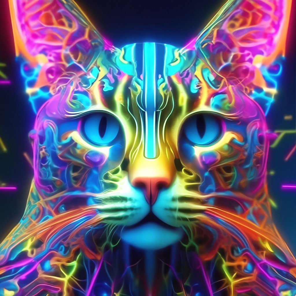 "Neural network cat 3d" — image created in Shedevrum