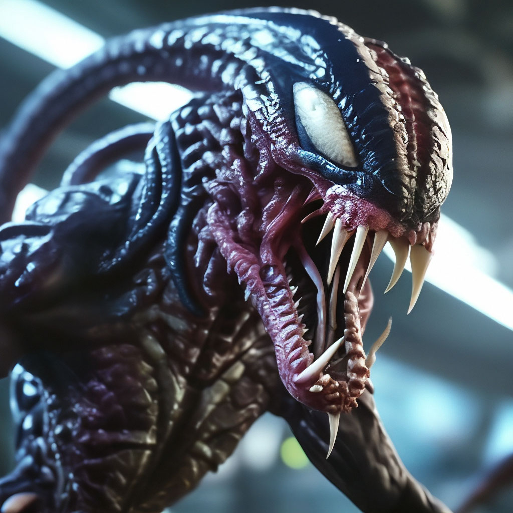"Hybrid venom+xenomorph realistic, 4k, high detail, high resolution ...