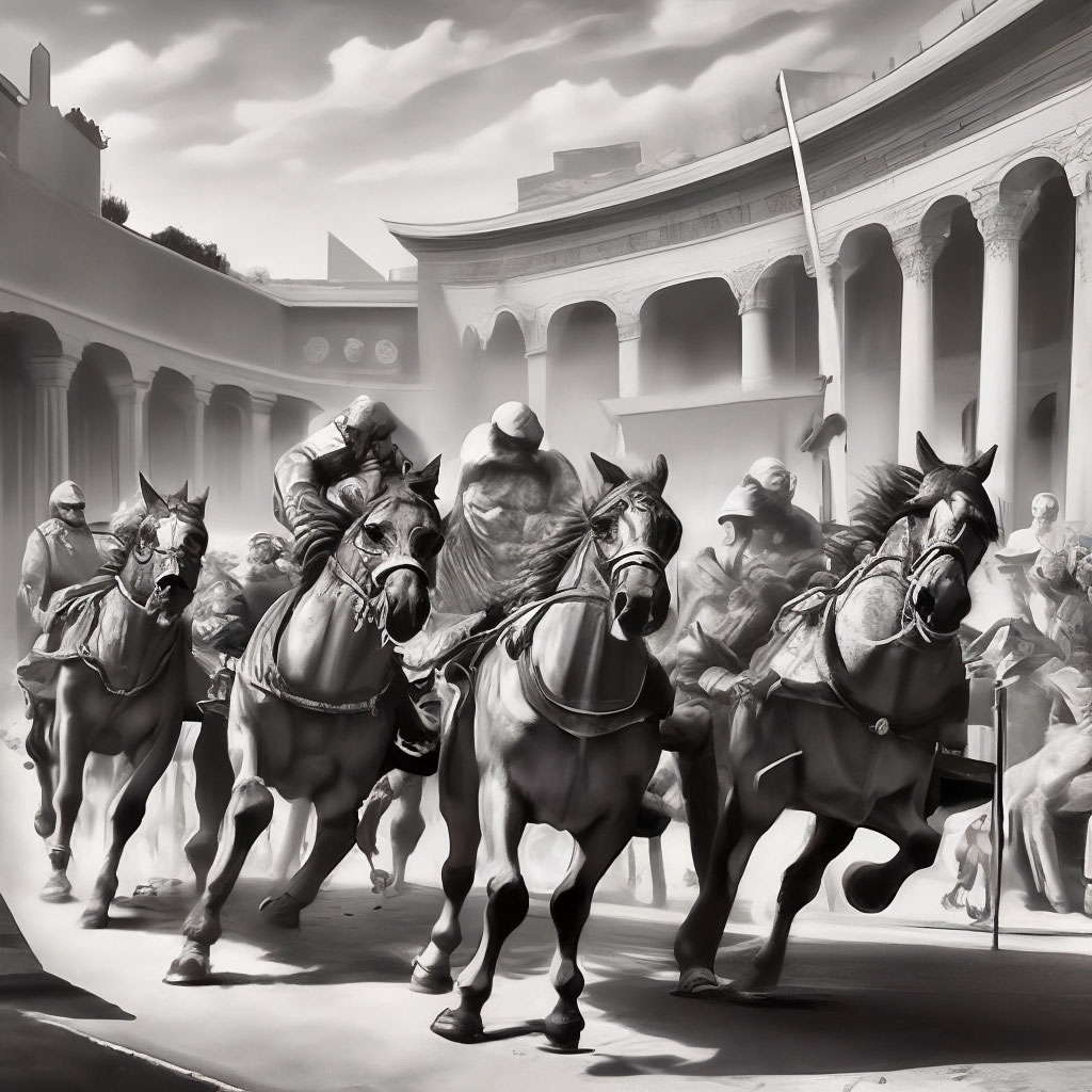 "The hippodrome. ancient greece. racing on quadriga chariots ...