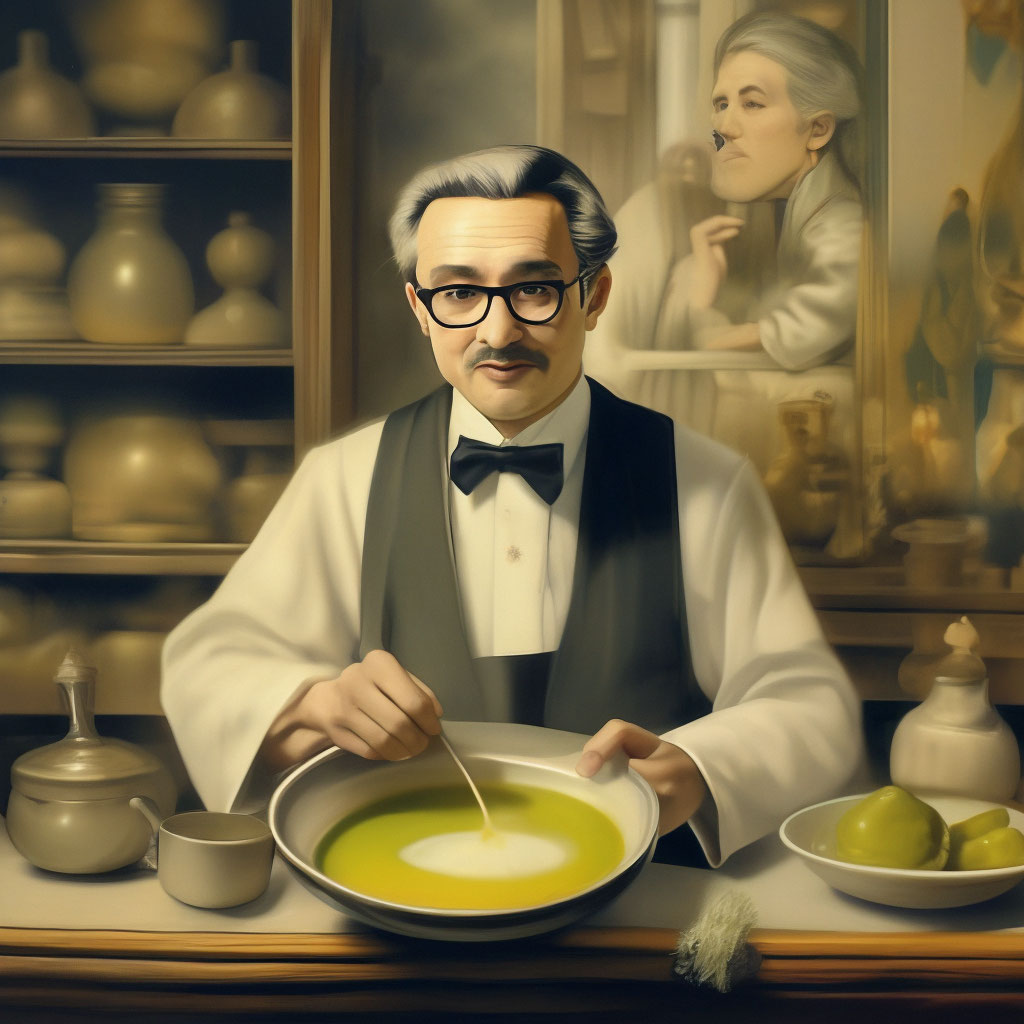 "Professor sour soup, drawing" — image created in Shedevrum