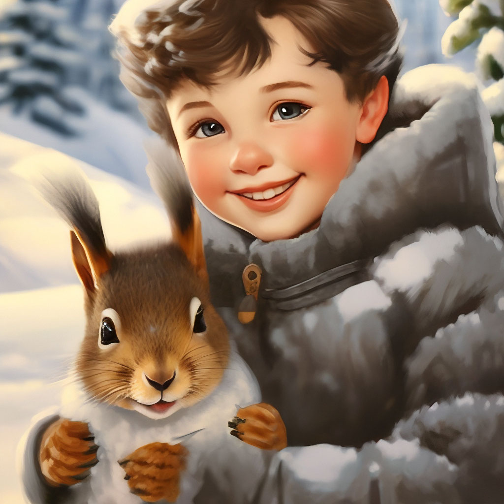 "Postcard 1950 on the background of a winter mountain ash fluffy cute ...