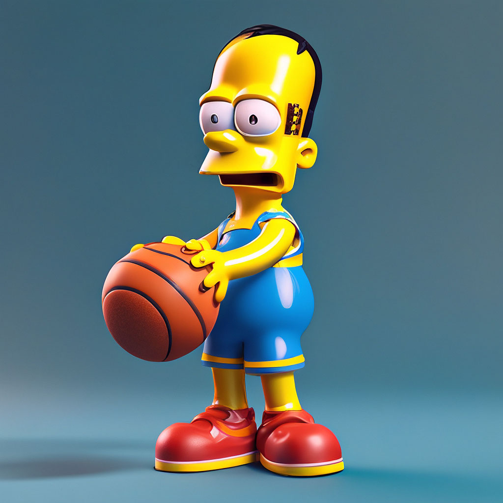 "Basketball player 🏀 Simpsons style, beautiful view, cinematic ...