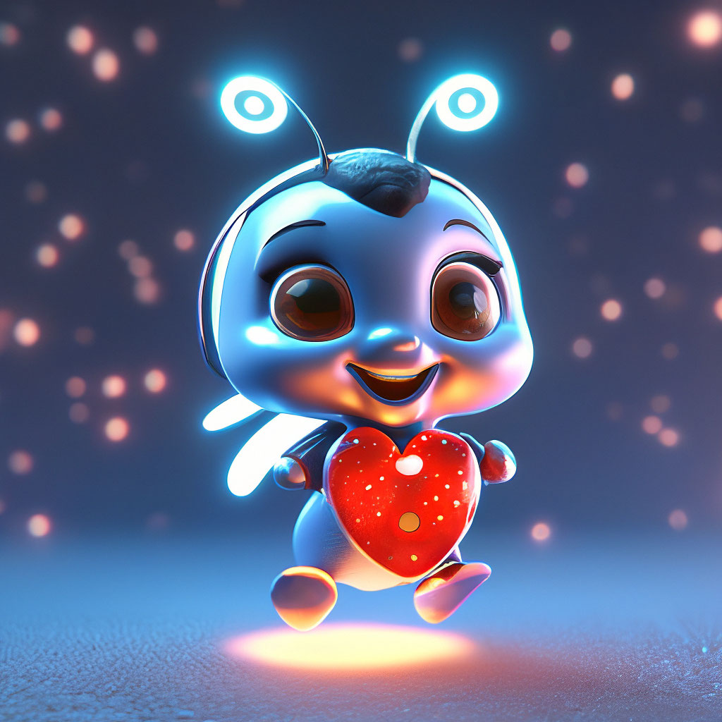 "Incredibly cute, fantastic sly, smiling, ladybug holding a heart in ...