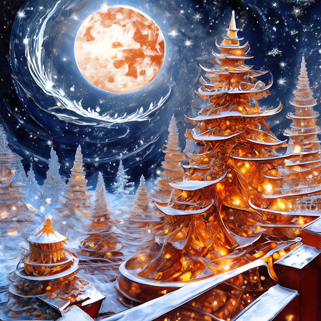 "Winter crystal trees covered with …" — image created in Shedevrum