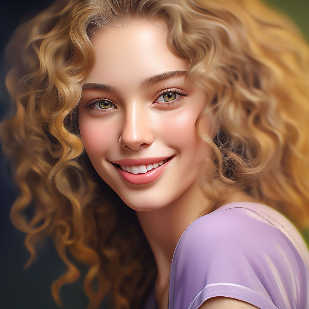 "Portrait of a girl with colored pencils,chiseled facial features ...