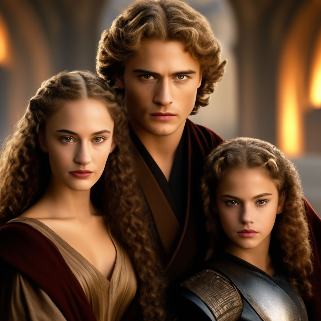 "Anakin Skywalker Padme Amidala with her children" — image created in ...