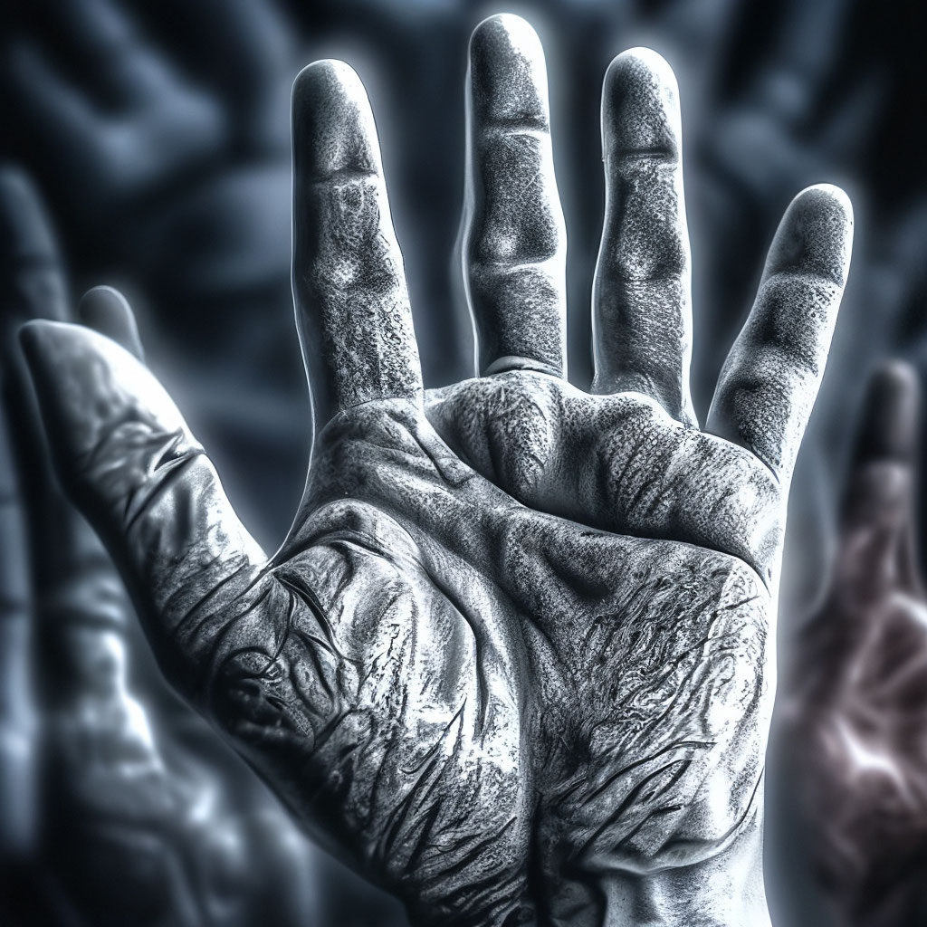 "Hands, detailed drawing,all the lines on the hands are visible, five ...