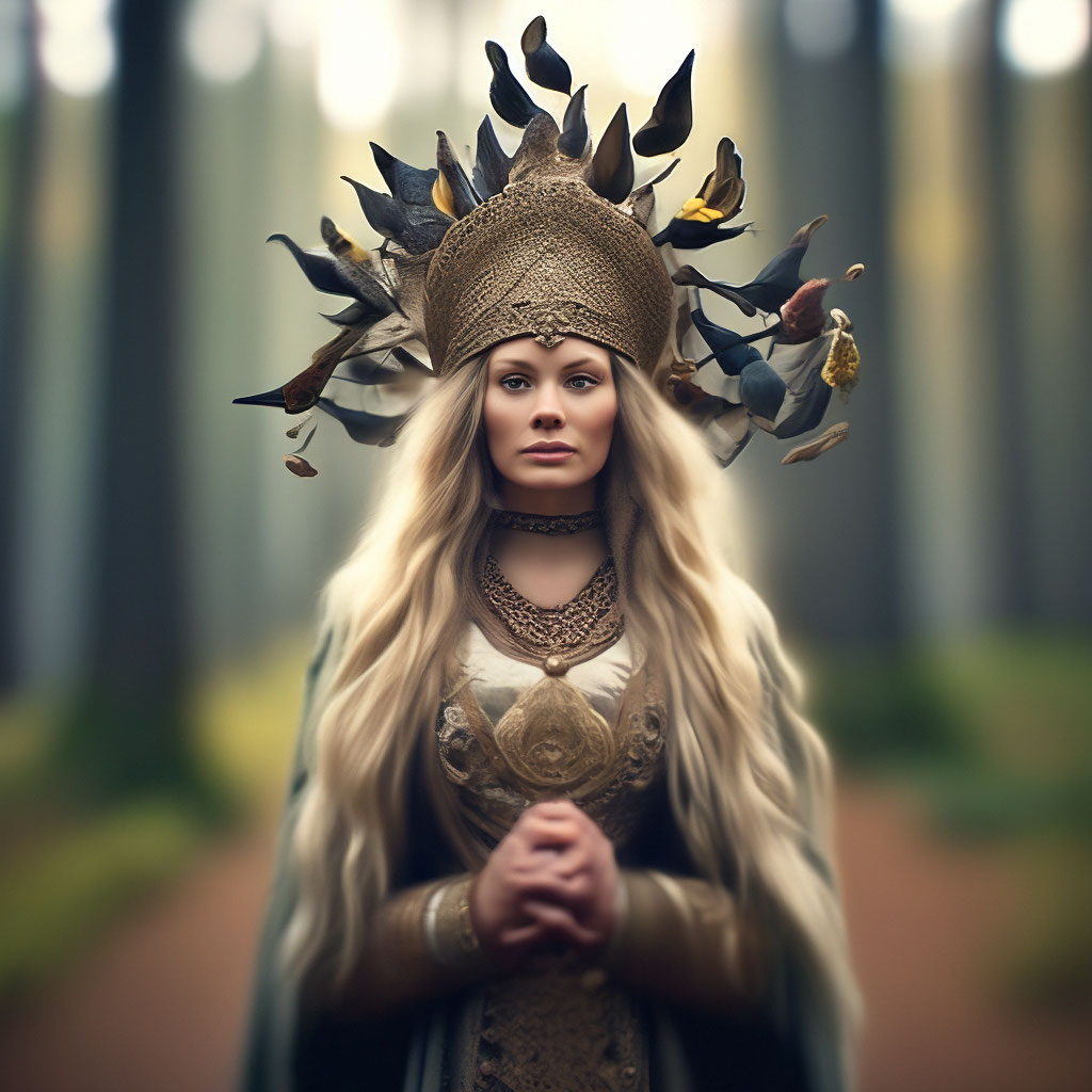 "Slavic goddess of forest birds" — image created in Shedevrum