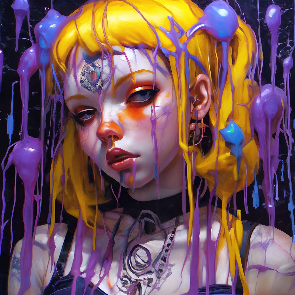"Glue ugly glue girl, all sticky, horror, hyperdetalization, mysticism ...