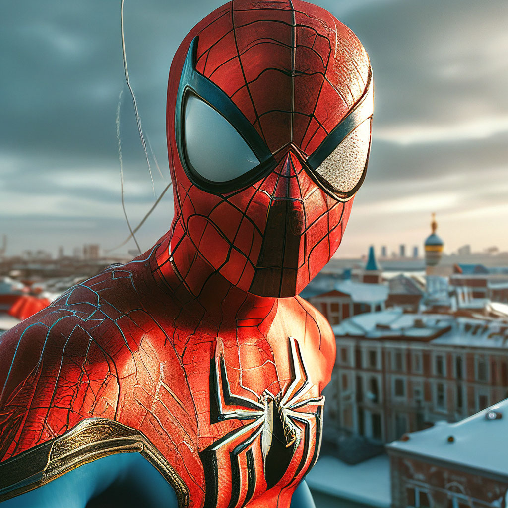 "Spider-Man came to Russia, high quality, high detail, hyperrealism ...