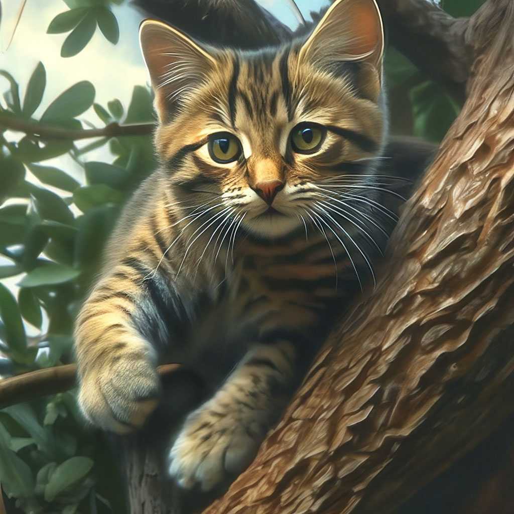 "🤍 cat, hyperdetalization, arbitrary angle, dark colors, crawling on a ...