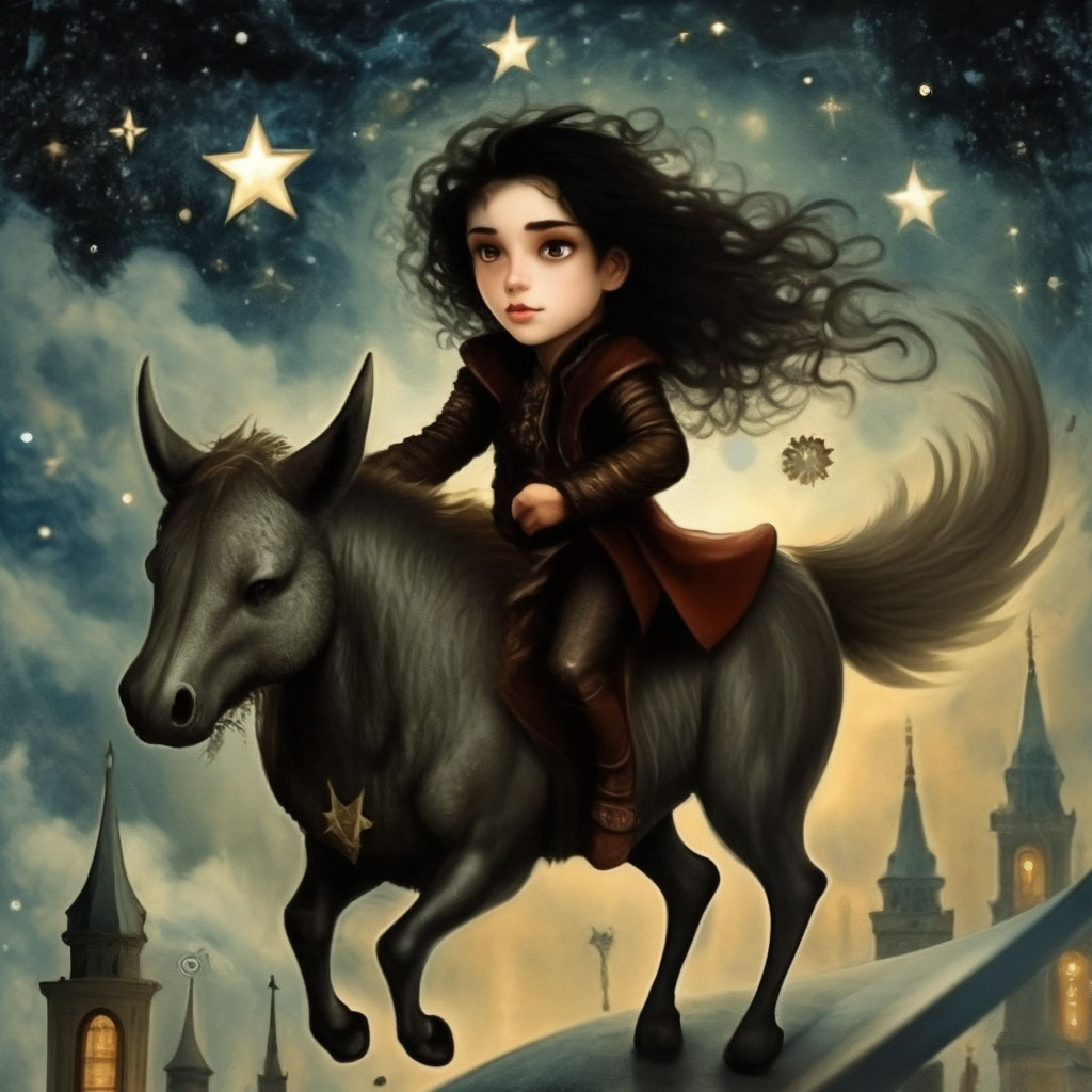 "Riding a star,Patrick Valenza" — image created in Shedevrum