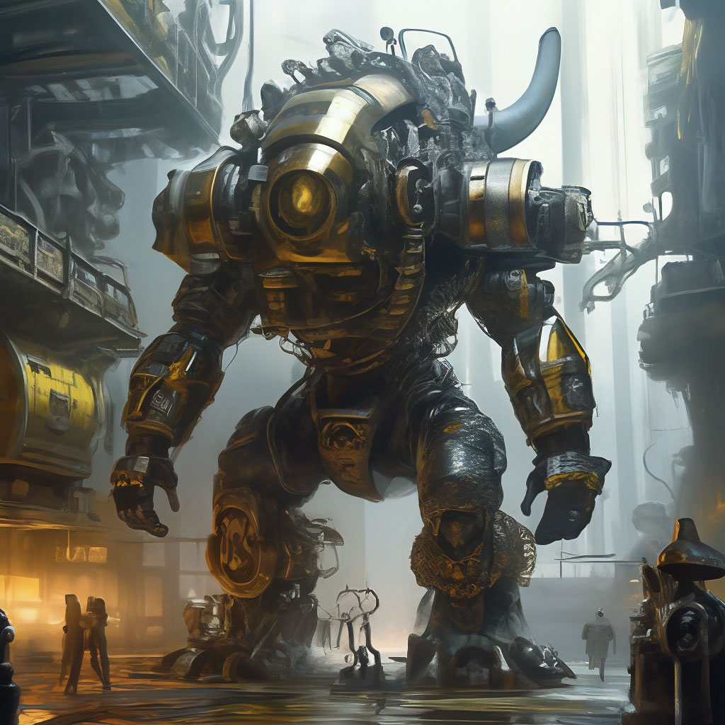 "Ancient mechanical monster fantasy maximum detail" — image created in ...