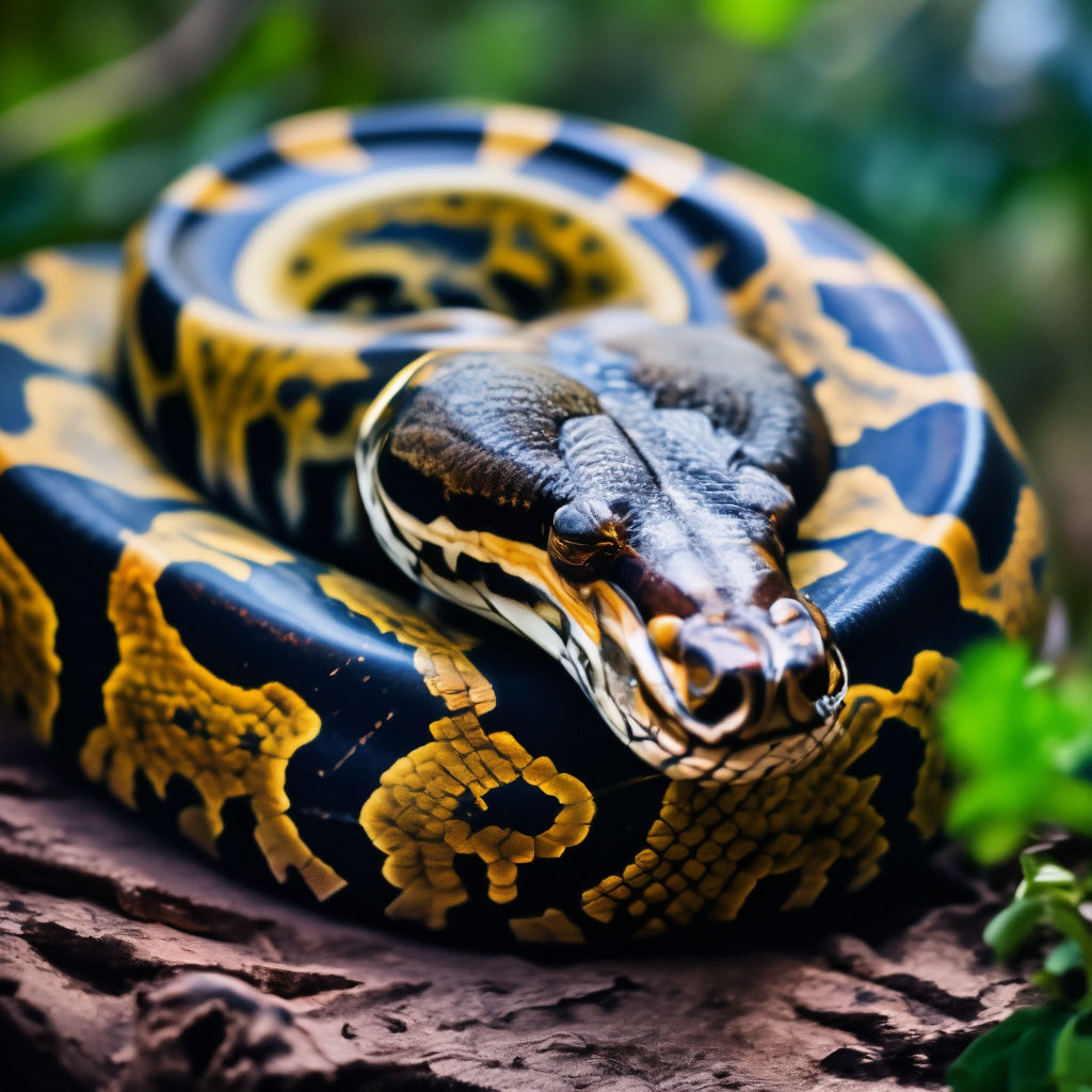 "Tiger python in its natural beauty" — image created in Shedevrum