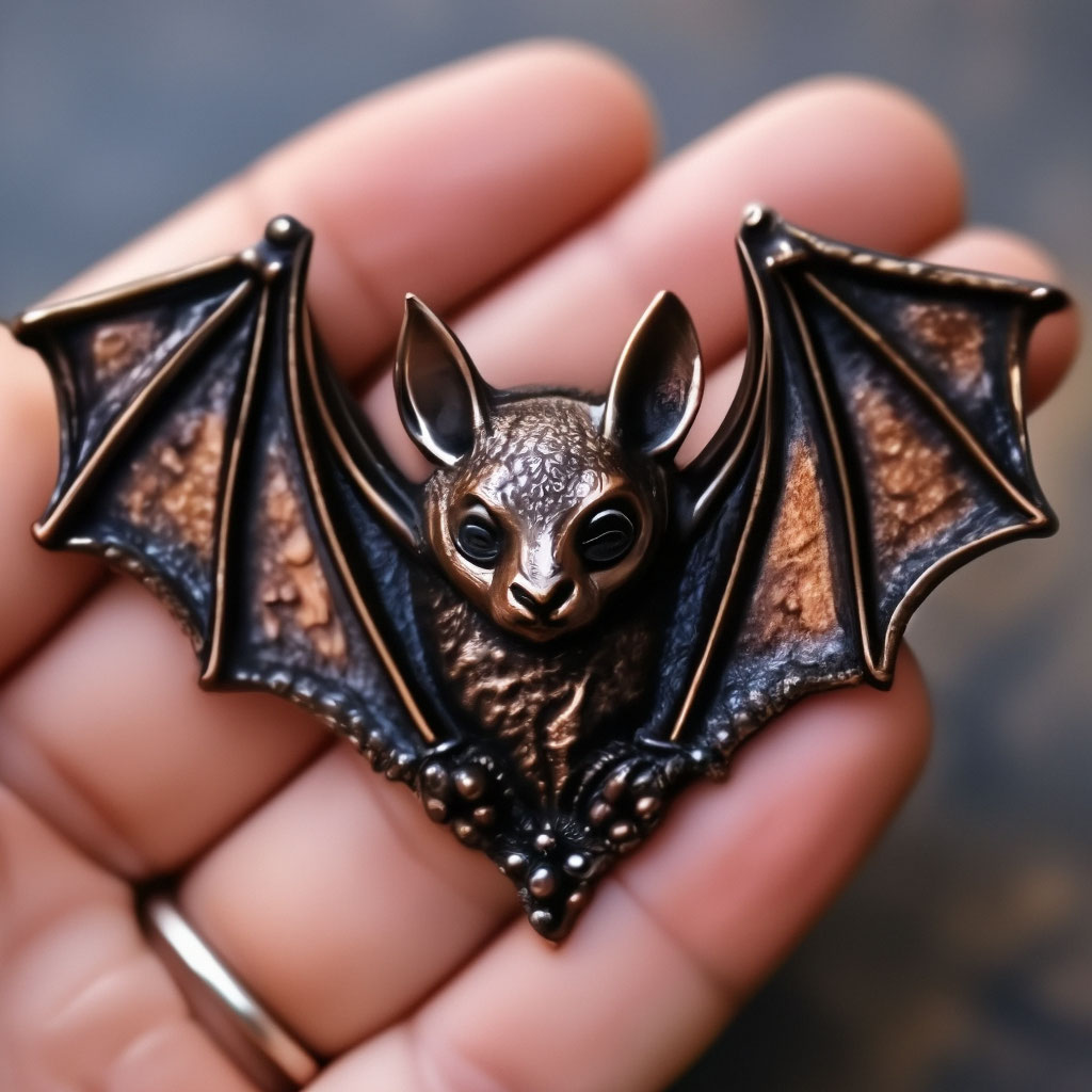 "A beautiful bat in a cabochon" — image created in Shedevrum