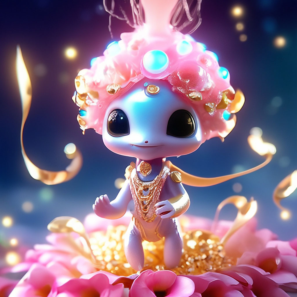 "Mega cute,mega cute alien creature from a fabulous flower made of ...