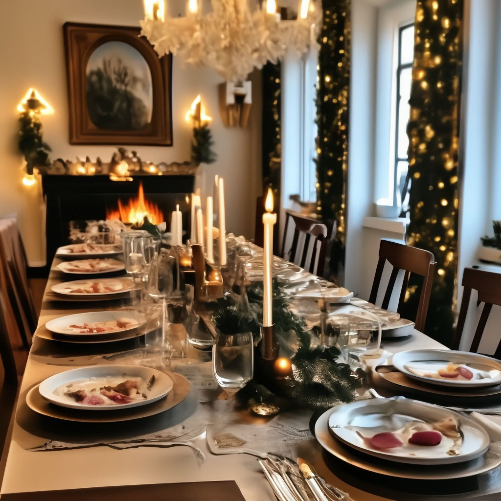 "🕶️ chic Christmas dinner in the style of Italian Seville, very cozy ...