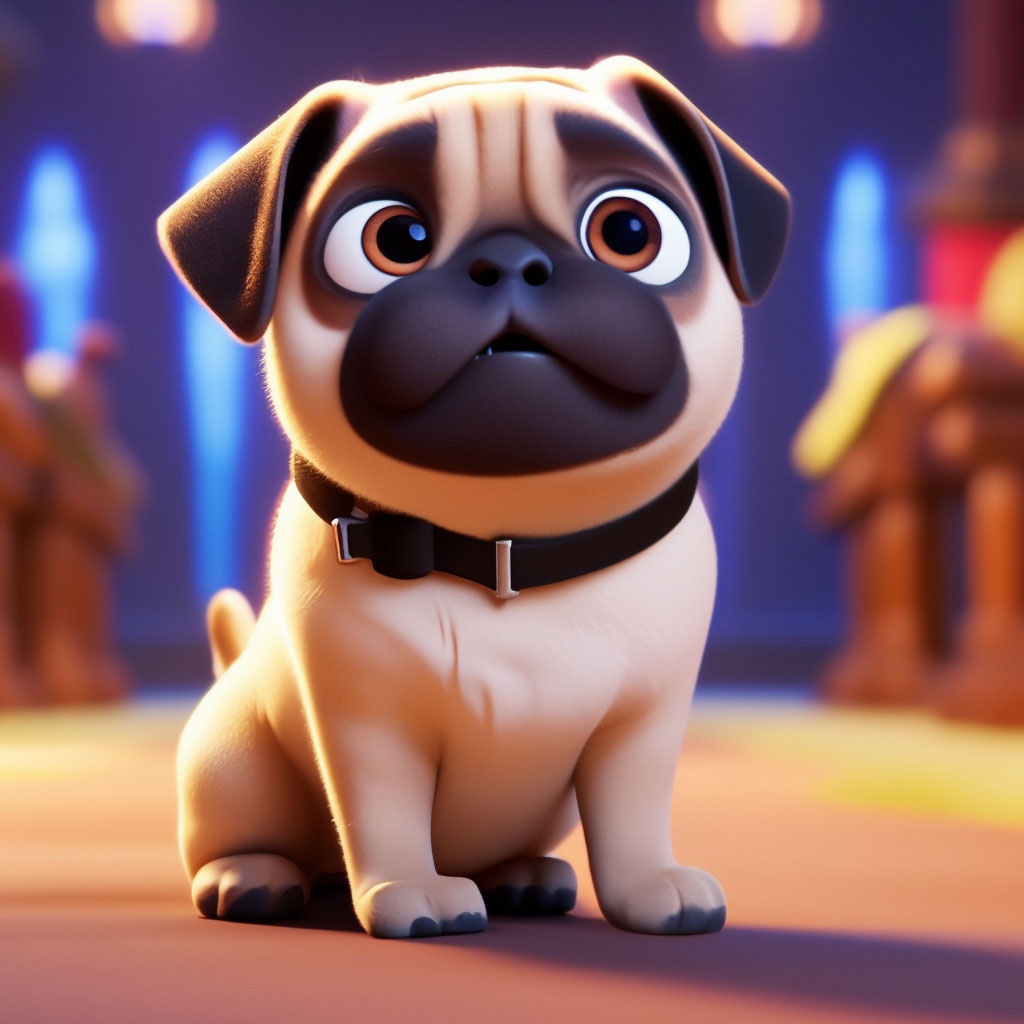 "Pixar style pug" — image created in Shedevrum