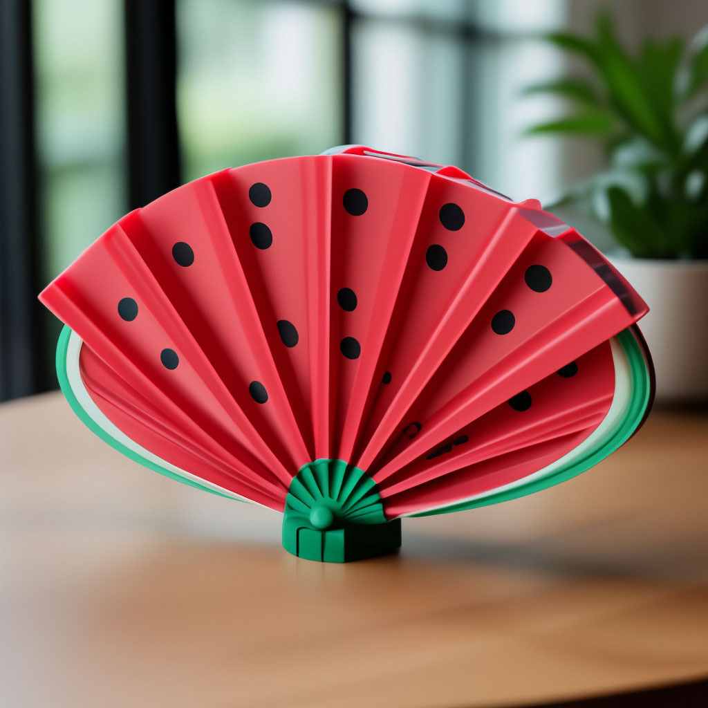 "Fan in the form of a watermelon slice" — image created in Shedevrum