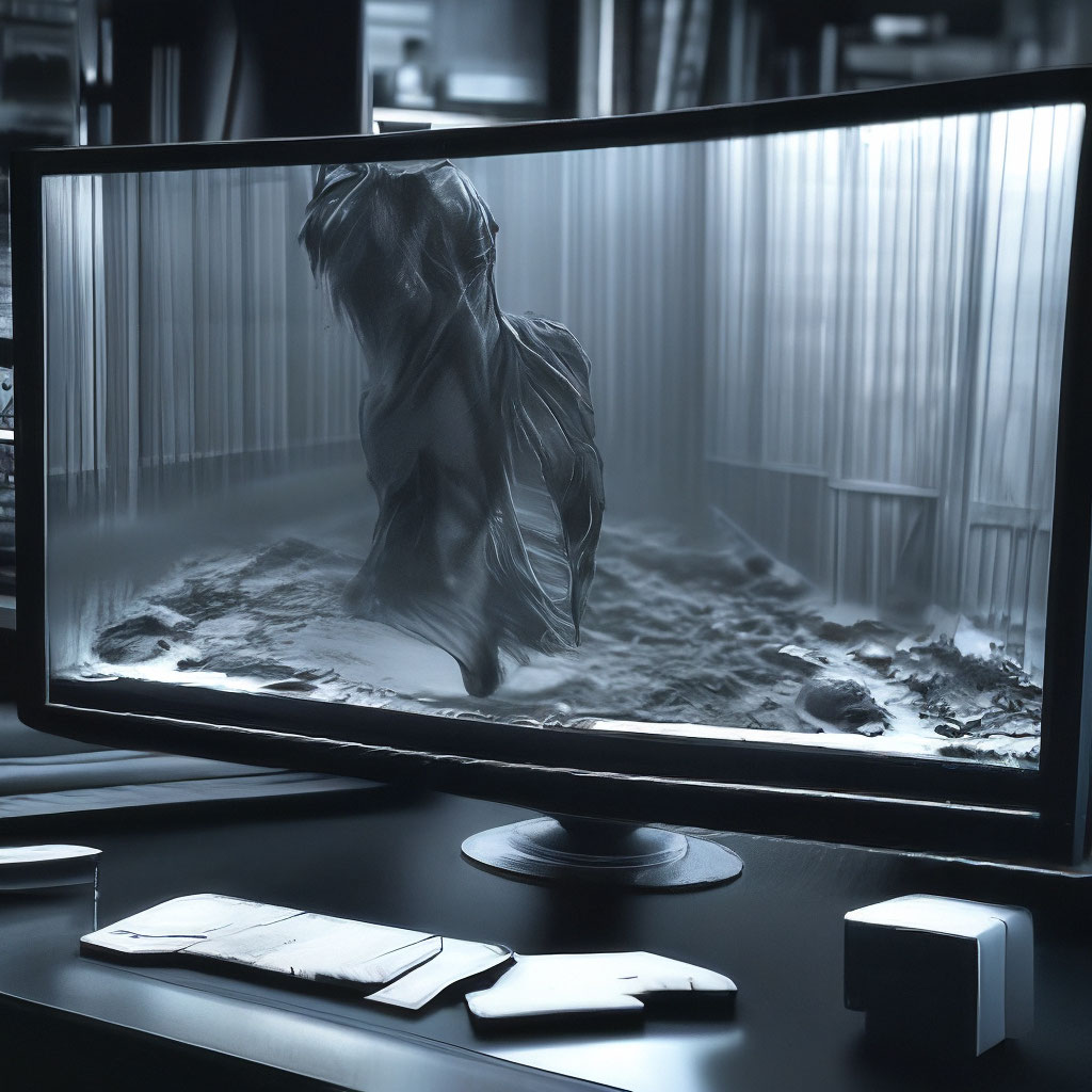 "Something from the outside, penetrates from the monitor, horror, noir ...
