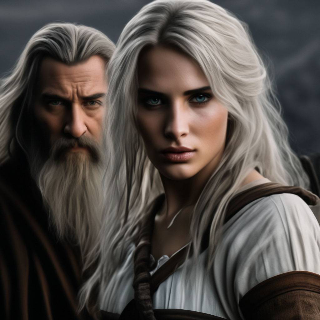 "Cirilla from the TV series The Witcher stands with Gandalf from The ...