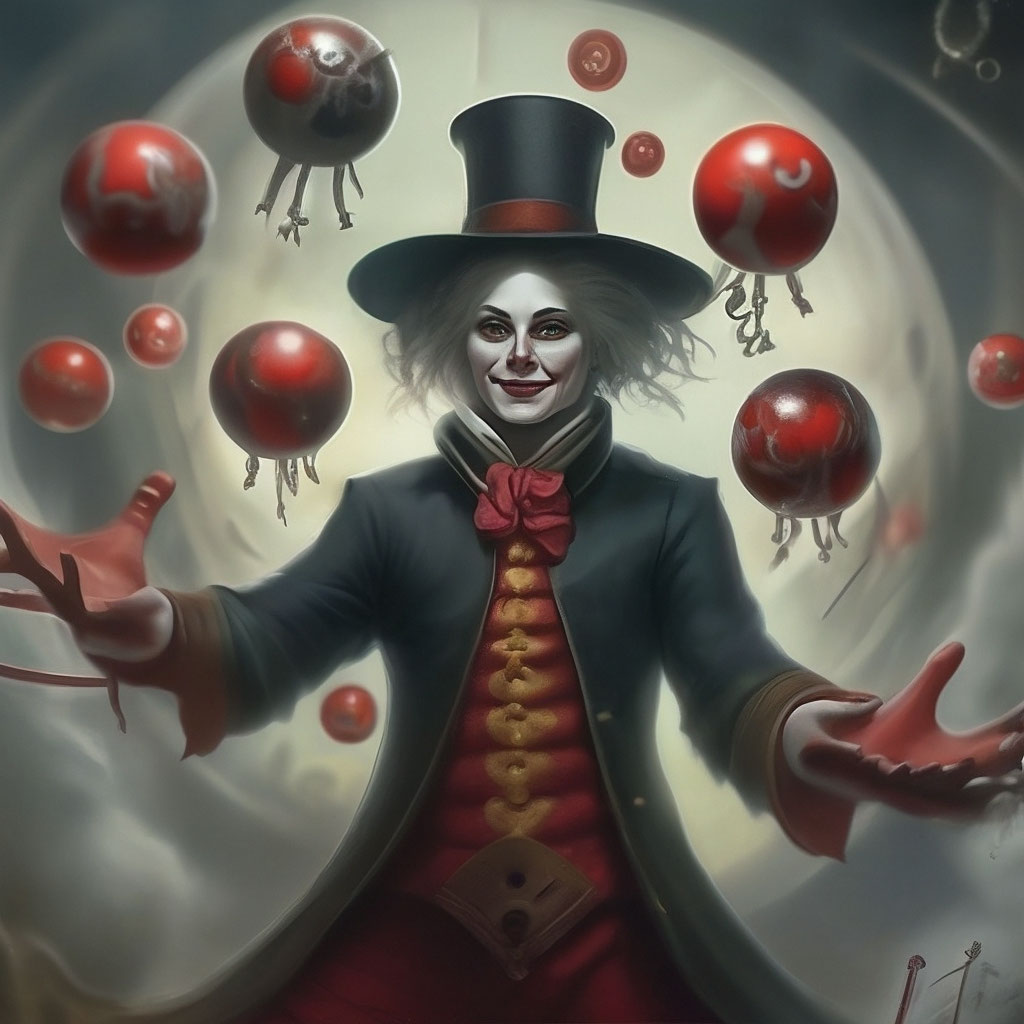 "Juggler,epic,horror" — image created in Shedevrum