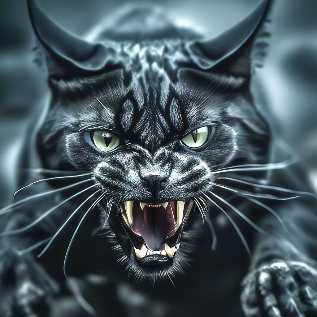 "128k, full-length real very beautiful evil cat appears out of the dark ...