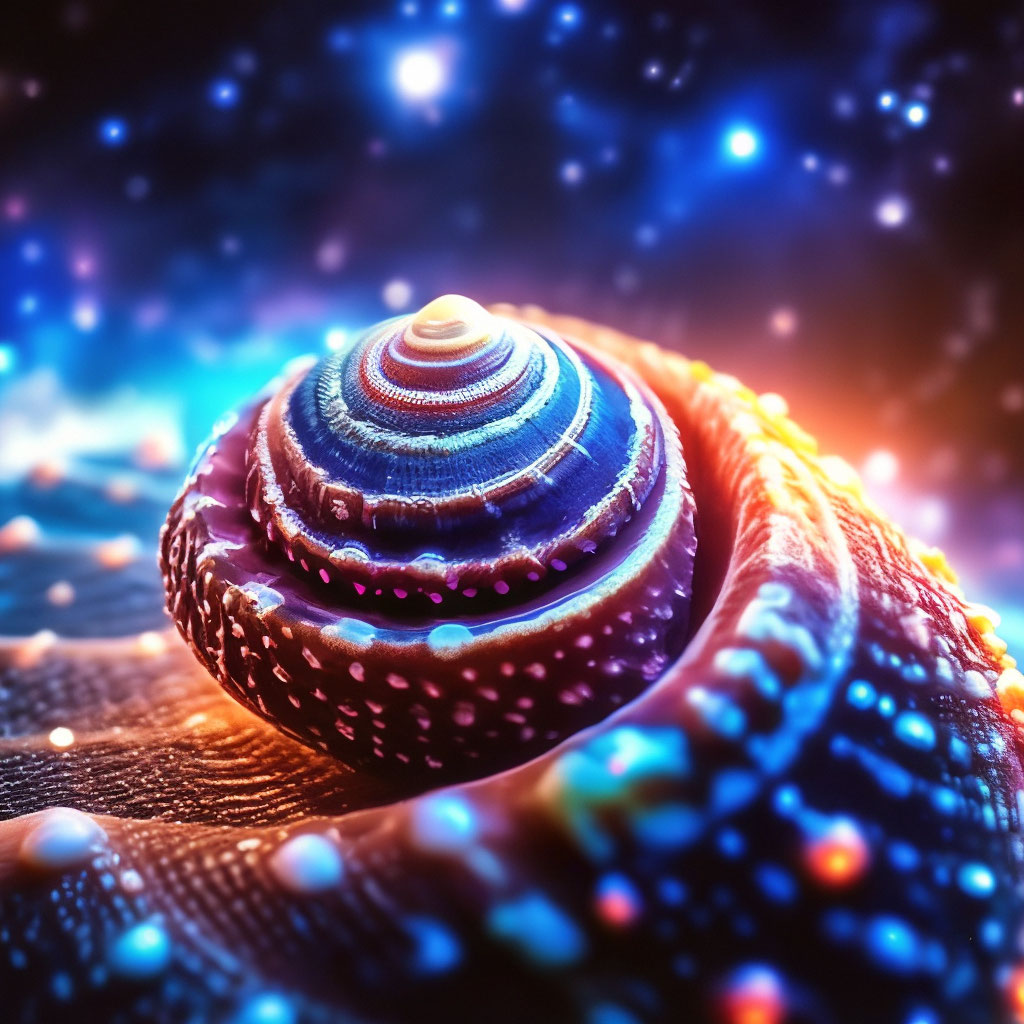 "Photorealistic shell on the background of the milky way and black hole ...