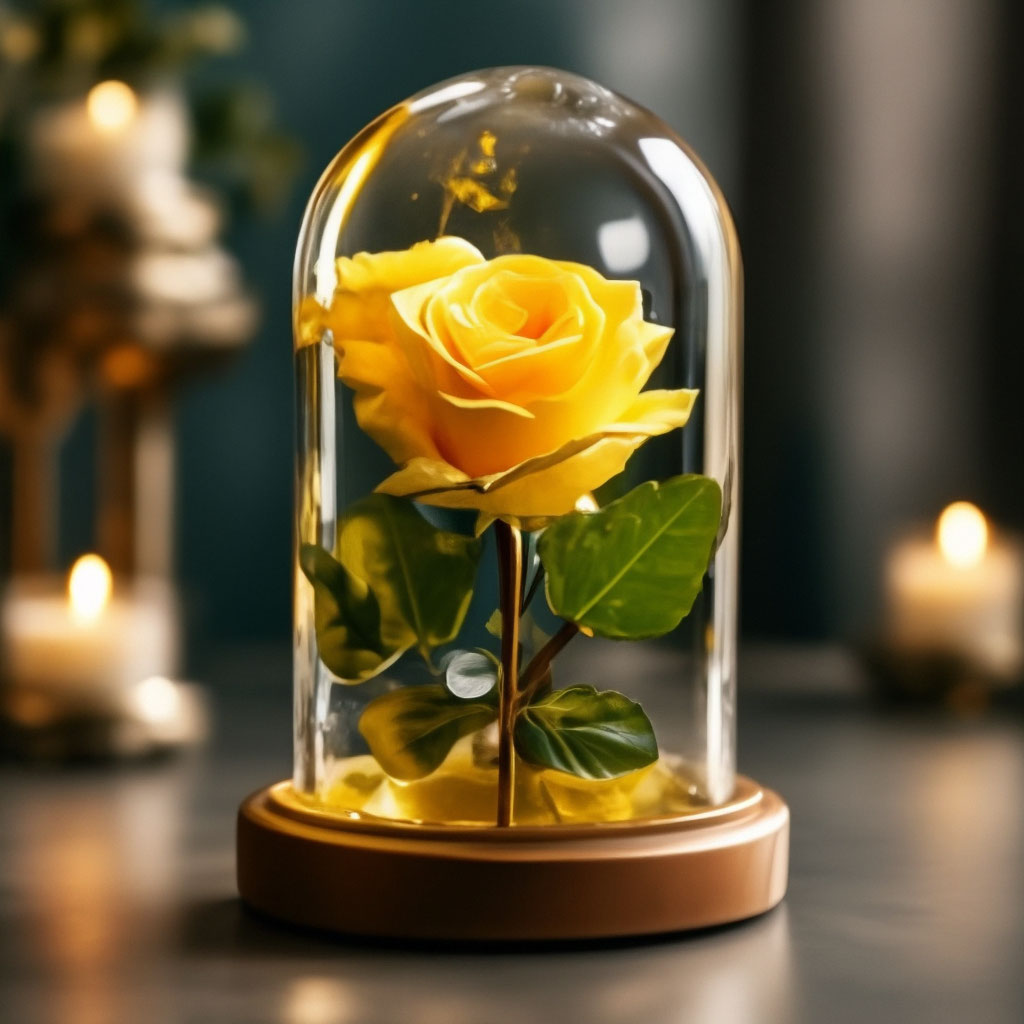"Eternal yellow roses in a flask, beautiful, fantastic, aesthetically ...