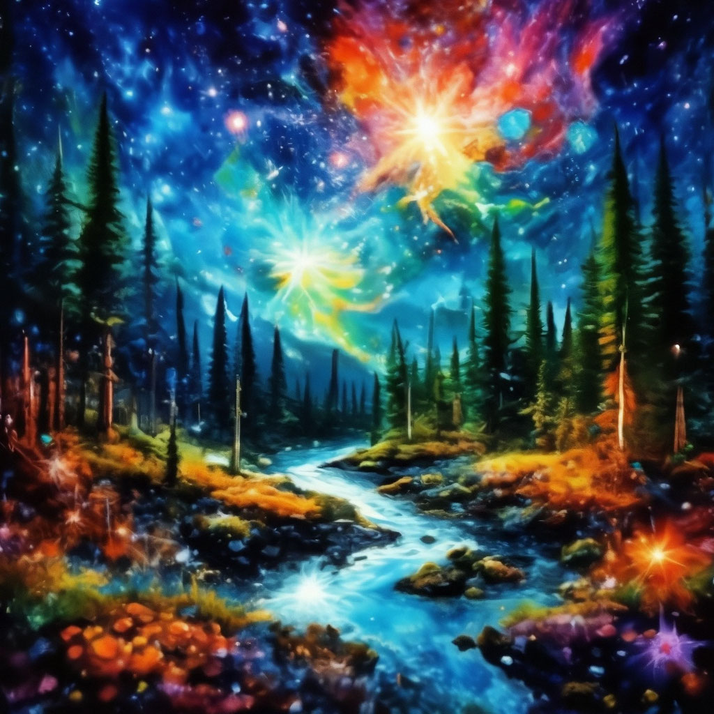 "The cosmic forest in the constellation of the Pleiades canvas splashes ...