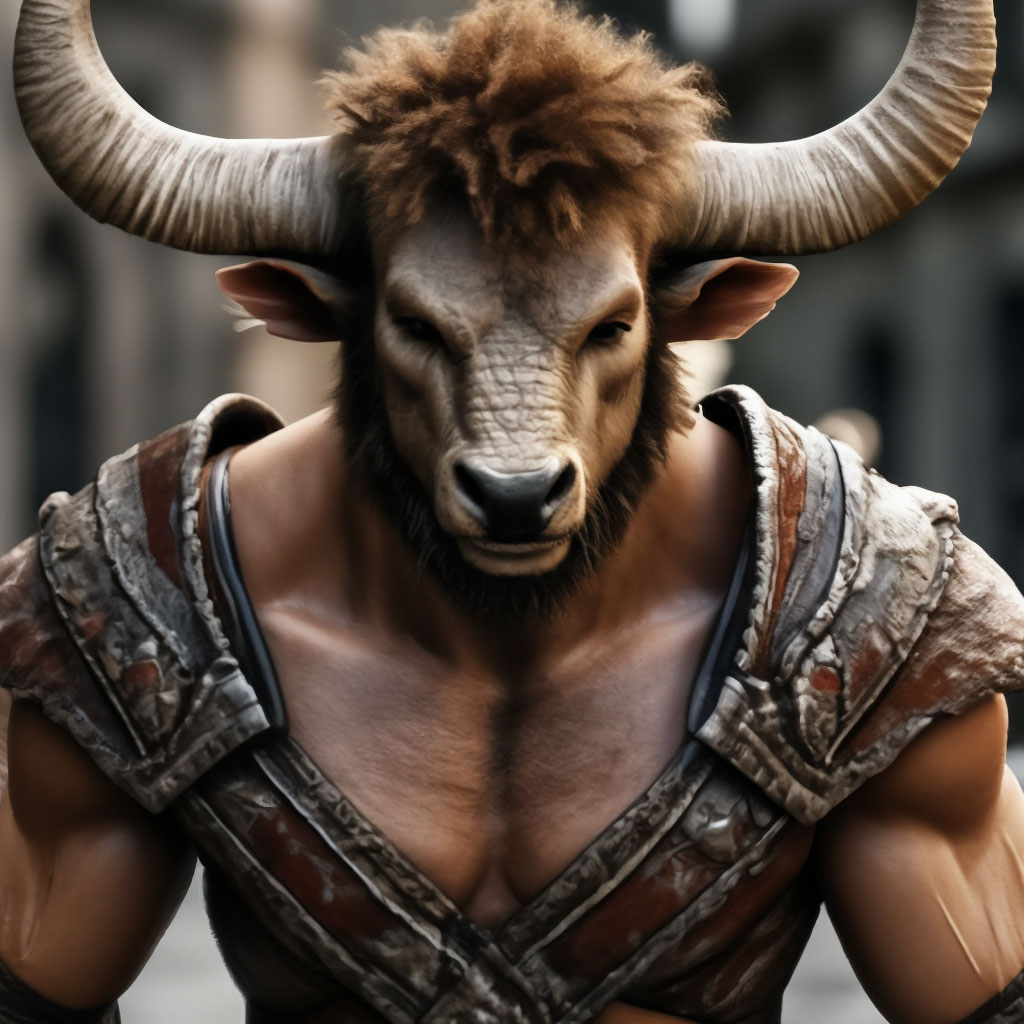 "Minotaur guy, professional photo, 4k, high resolution, high detail ...