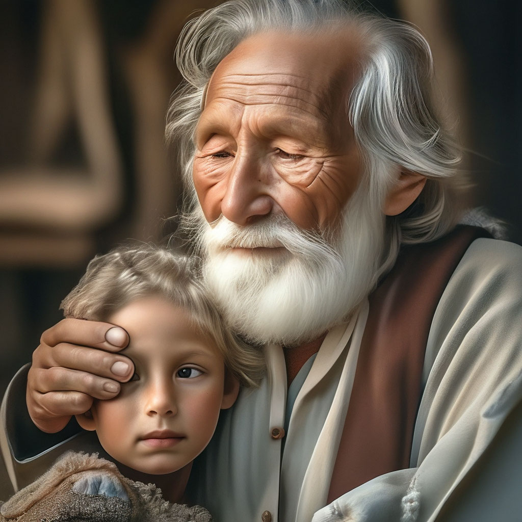 "The kindness of an old man professional photo 8K high resolution ...