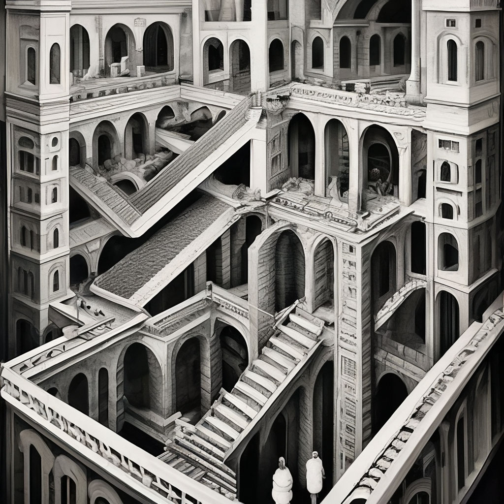 "Impossible world going down and up lithography by Mauritz Escher ...