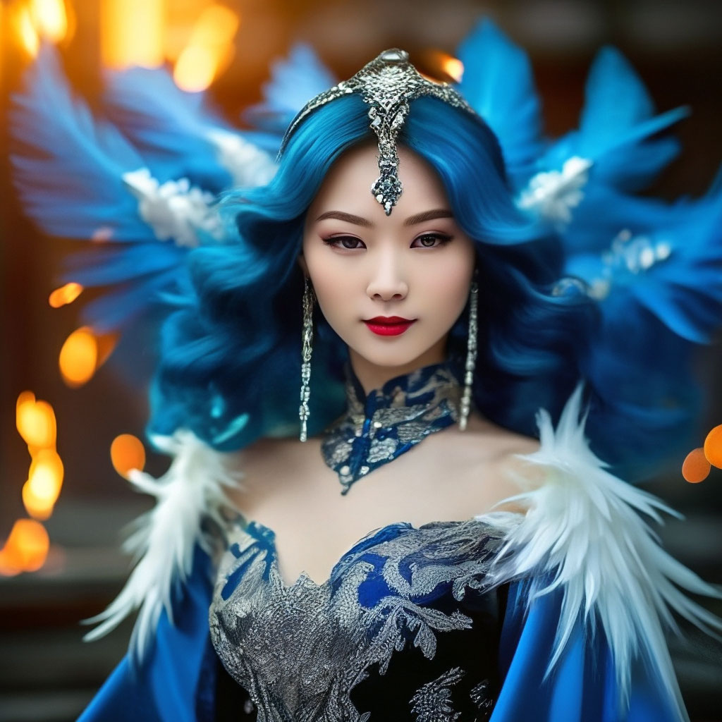 "Professional photo, Phoenix Princess girl in a vintage Asian dress ...
