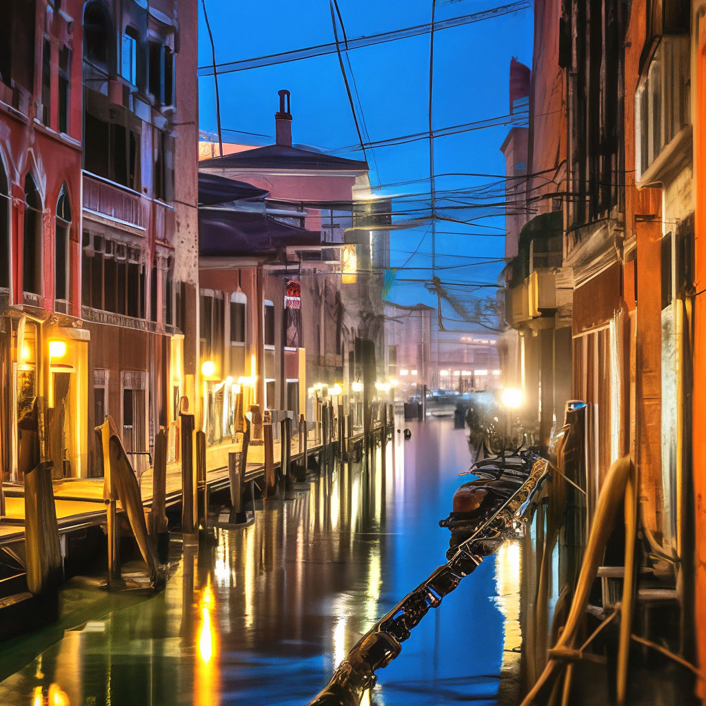 "Venice cyberpunk, glow , wires , brightness , matrix ,realistic ...