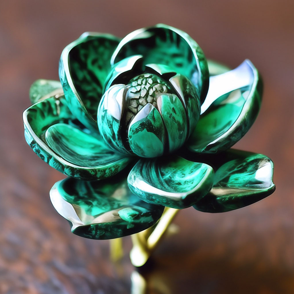 "Stone flower flower made of malachite in the form of a tulip, elegant ...