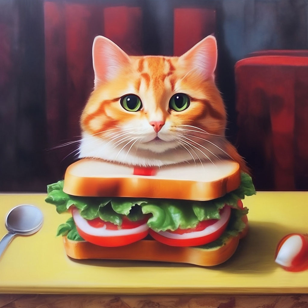 "Cat sandwich " — image created in Shedevrum