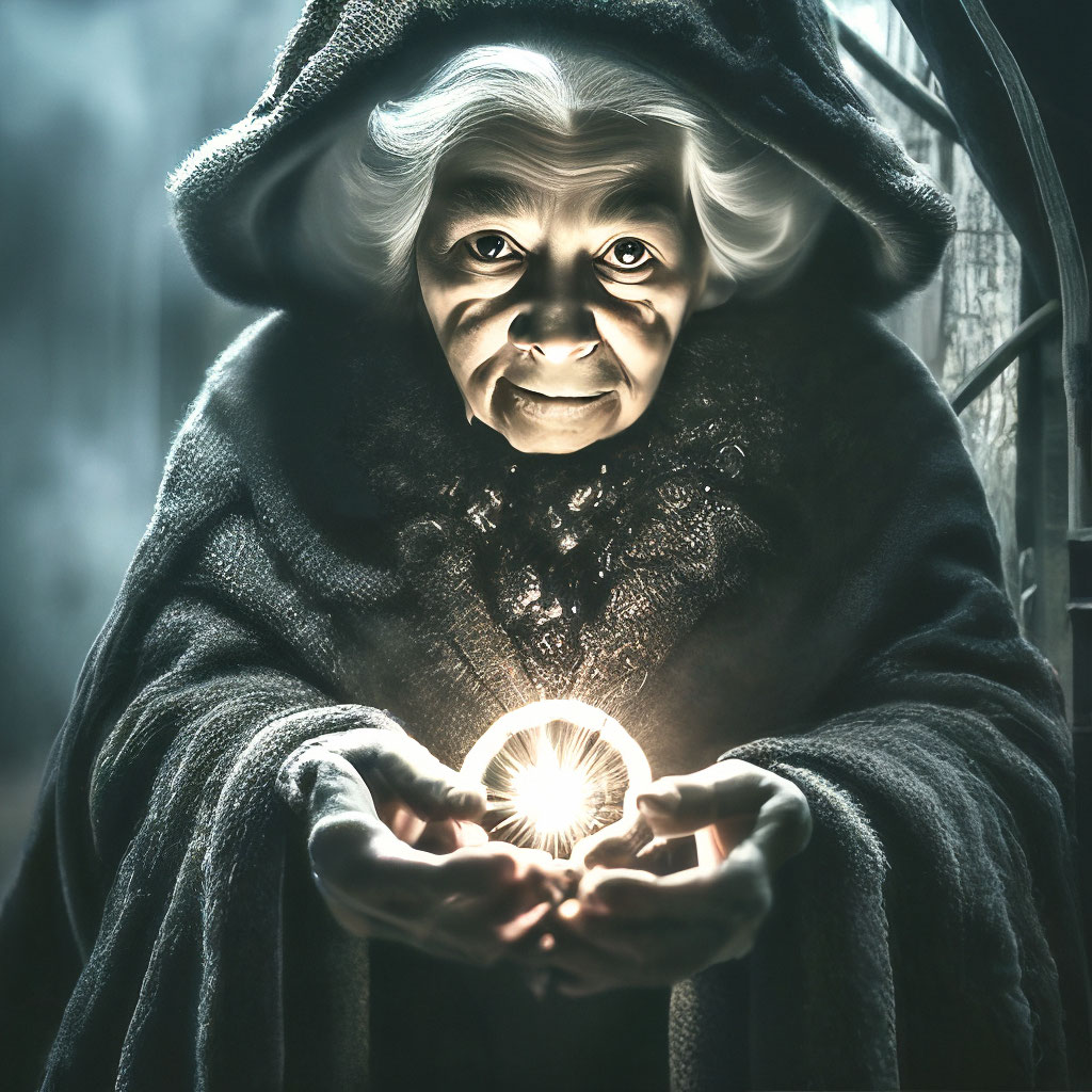 plea part 14⚔️. evil granny in a dress with fur conjures dark magic ...