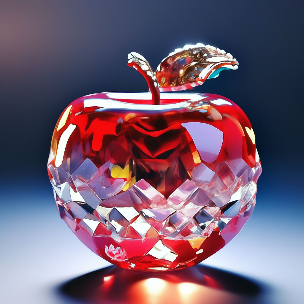 "Beautiful crystal apple 🍏" — image created in Shedevrum