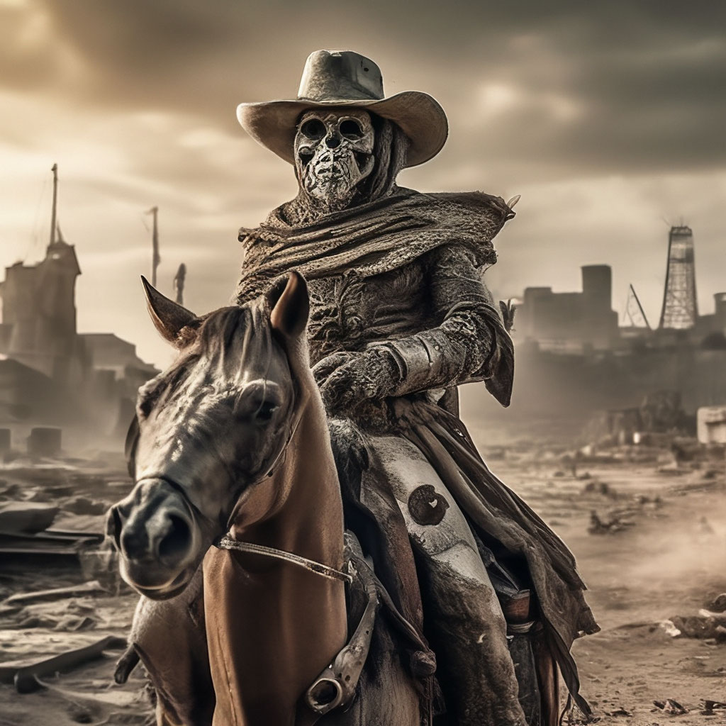"Hyperrealism, professional photo,creepy necromorphic mummy in a cowboy ...
