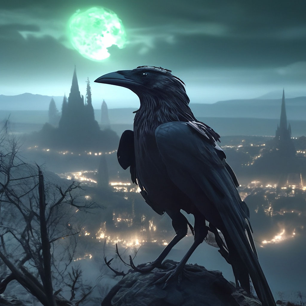 "Bone crow, skeleton of a crow, a crow made of bones, Necropolis in the ...