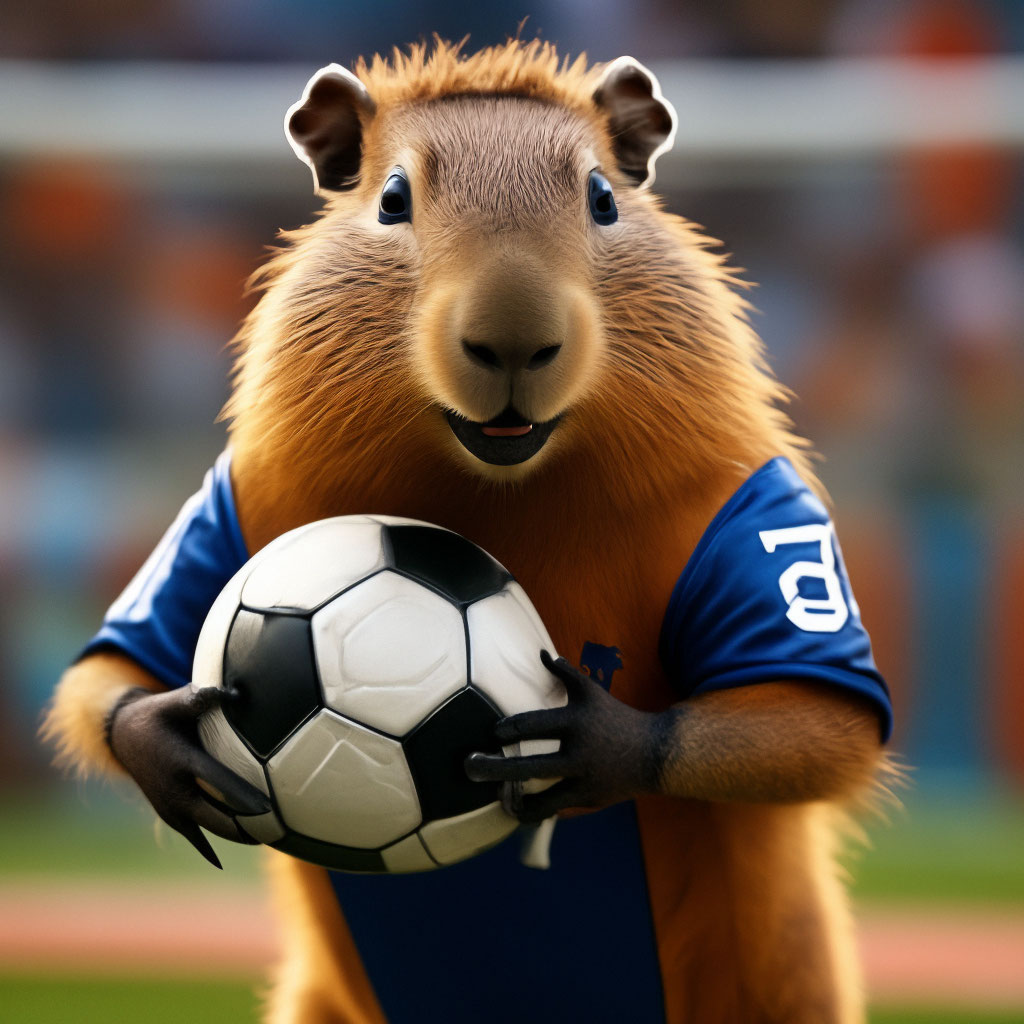 "Capybara foodball player, beautiful, high detail" — image created in ...
